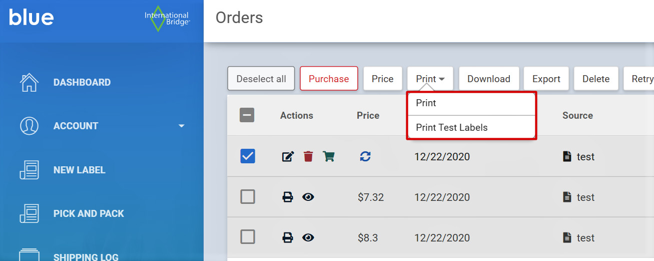Can I make a test label using blue? – International Bridge